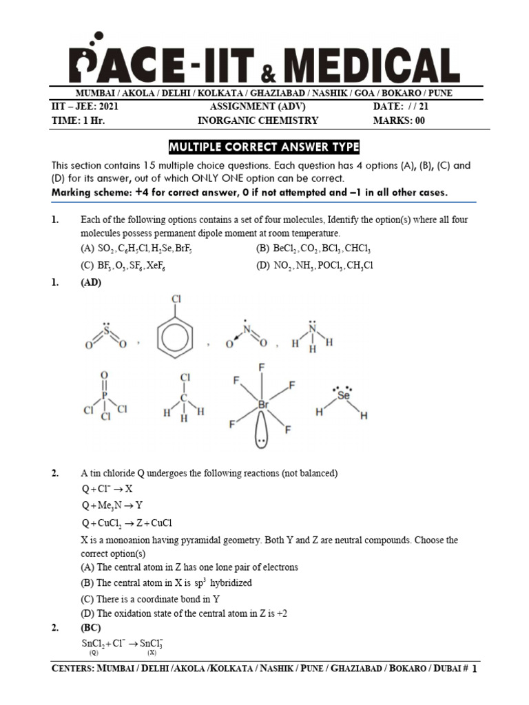 Inorganic Chemistry Q. With Sol. Assignment (Adv) Bych Sir | PDF ...
