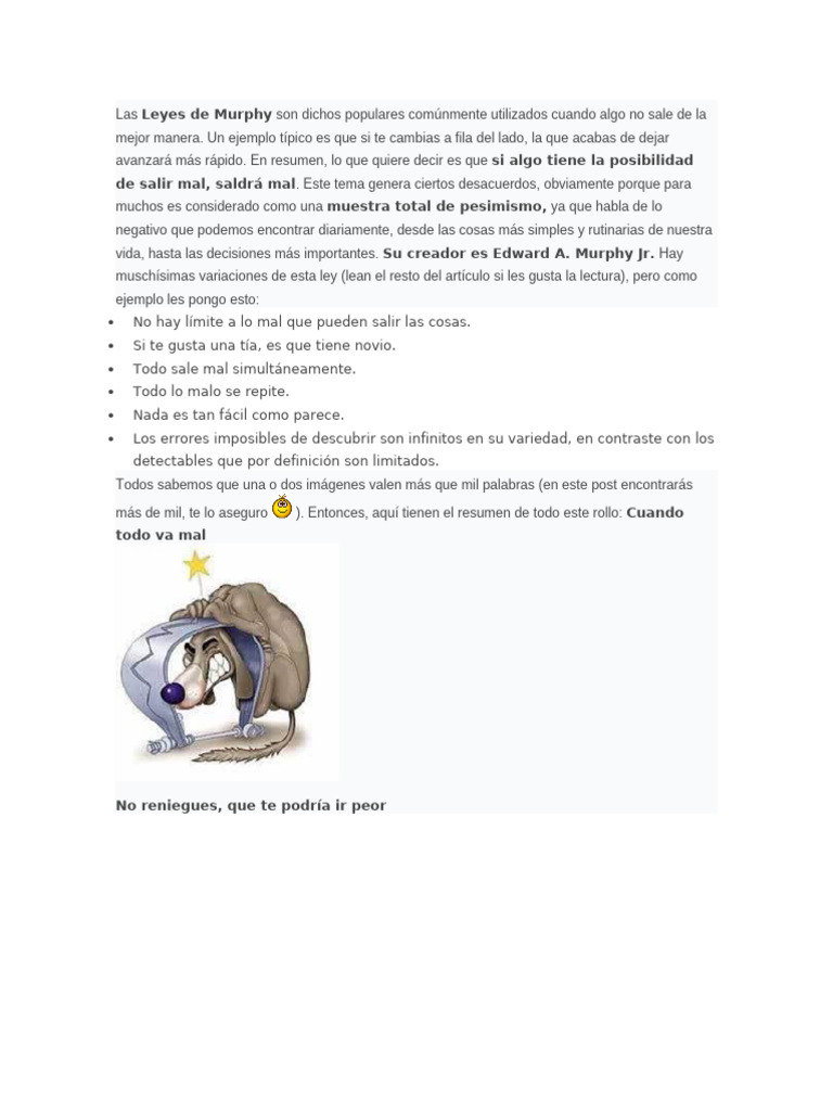 Ejemplos de la Ley de Murphy | PDF
