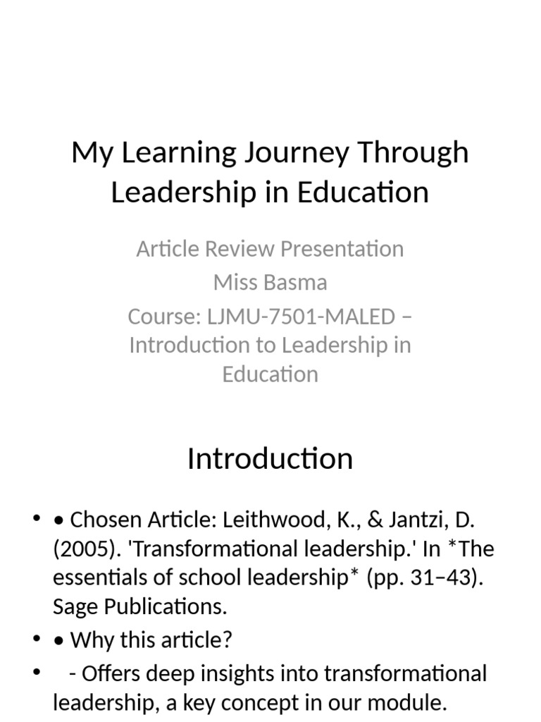 Updated Leadership Article Review Presentation | PDF