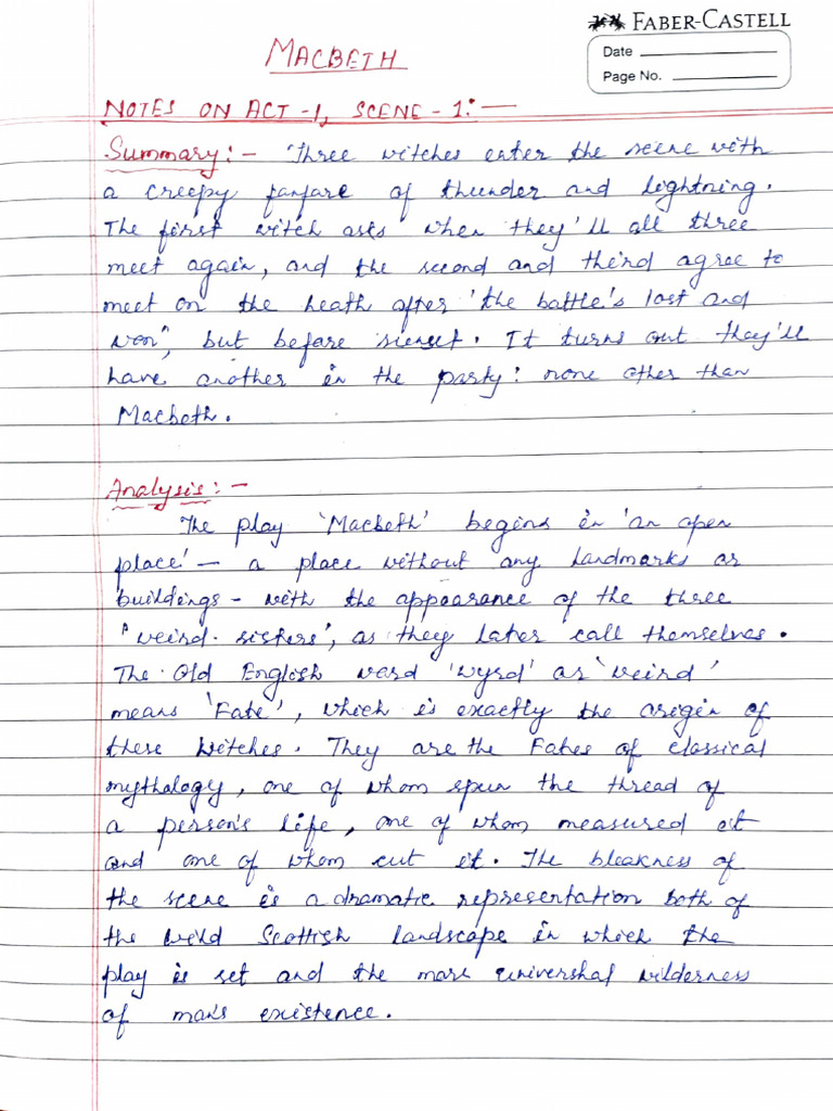 Notes of Macbeth, Act-1, Scene-1 | PDF