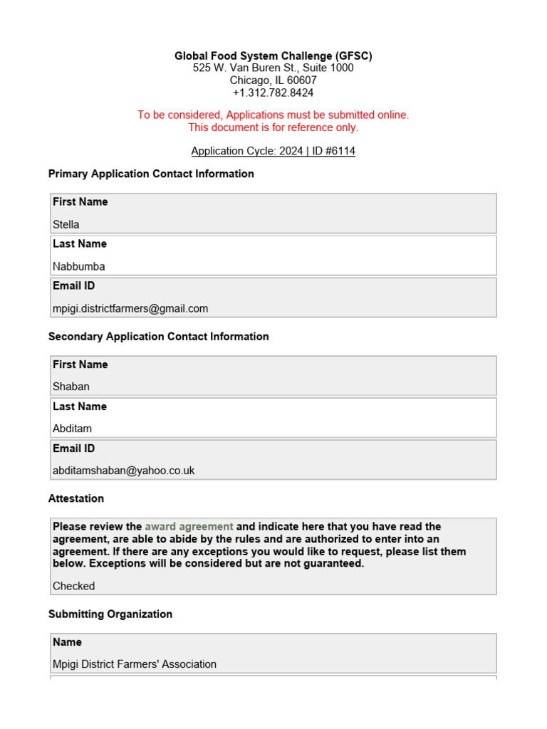 Global Food System Challenge Proposal Summary 2025 | PDF | Agriculture ...