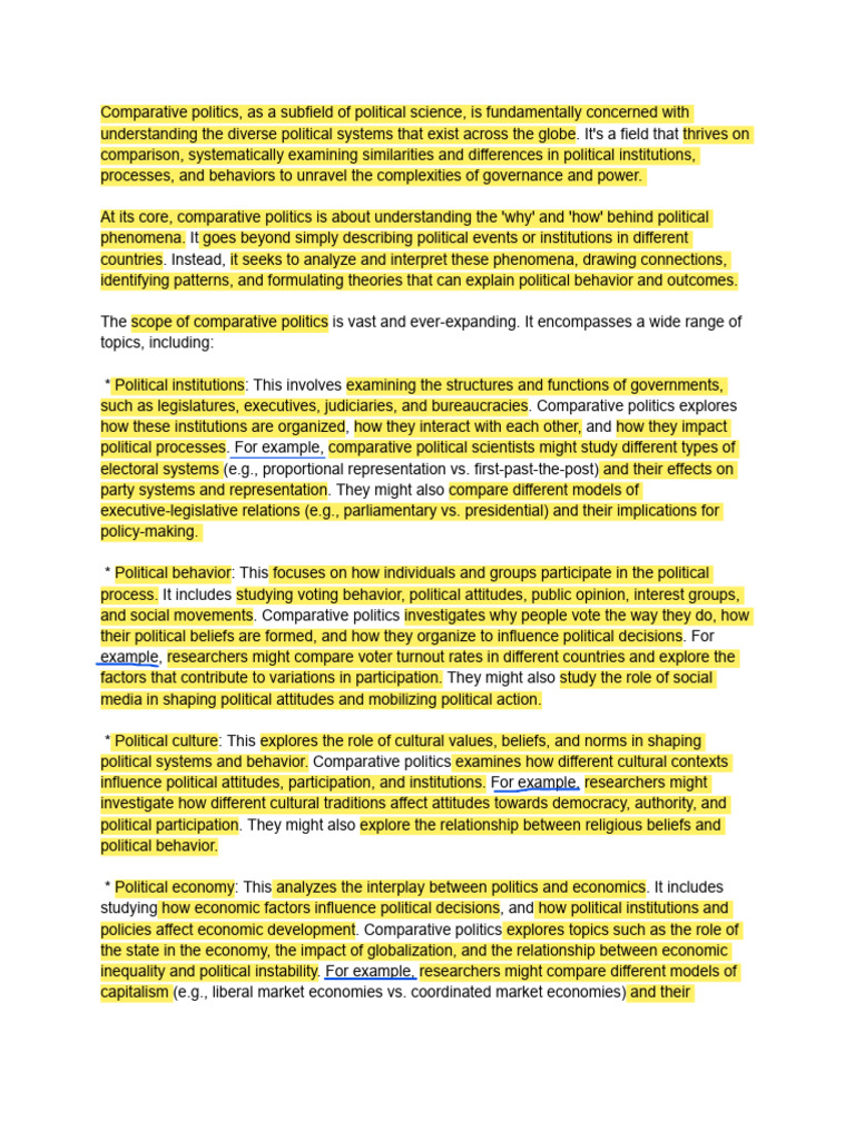 Understanding Comparative Politics | PDF | Political Science | Sociology