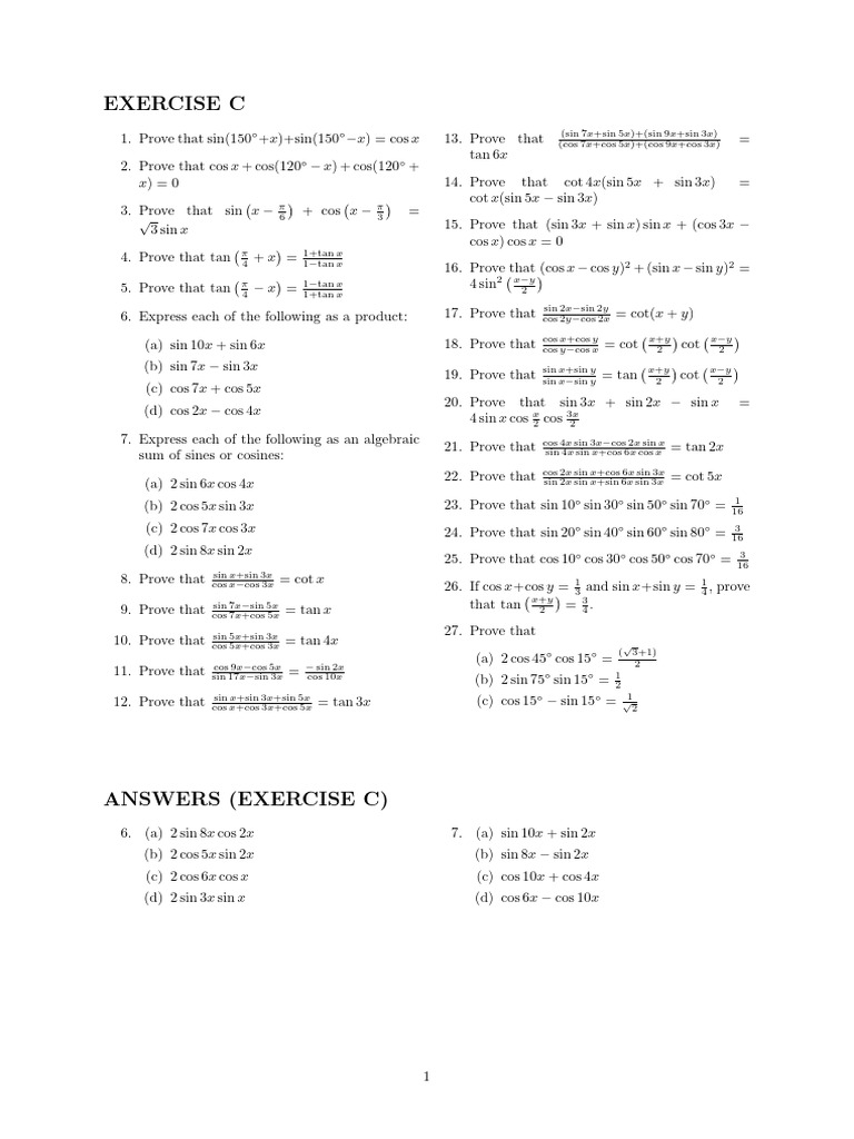 Trigonometry Extra 3 | PDF | Trigonometric Functions | Functions And ...