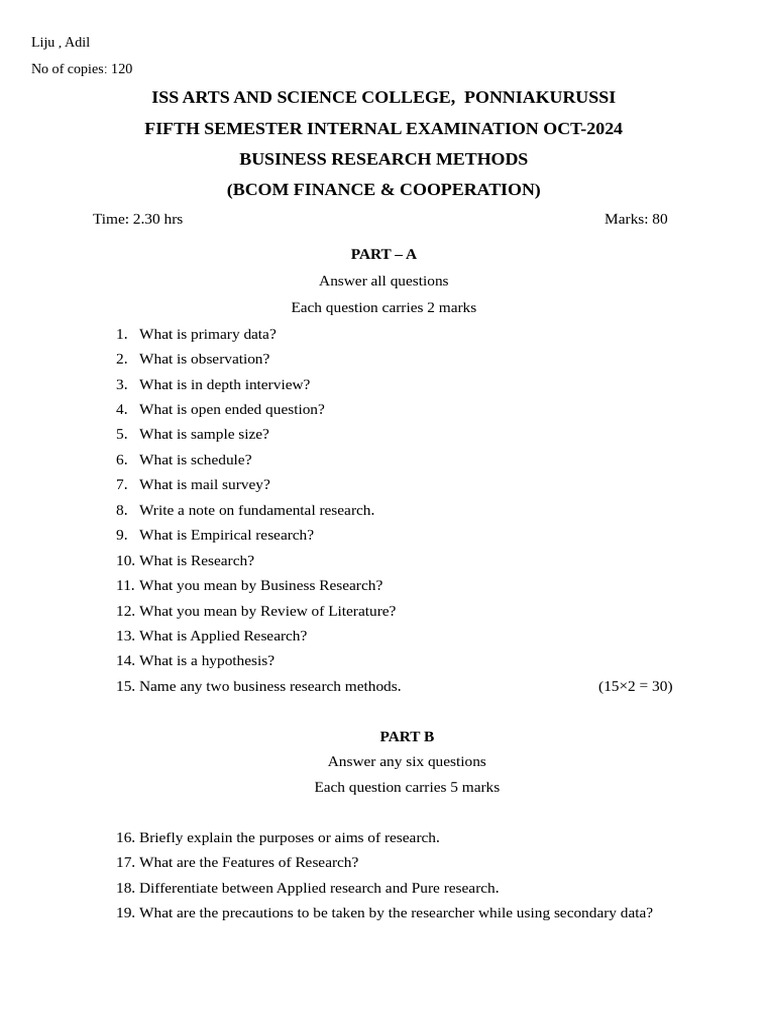 Business Research Methods Exam 2024 | PDF | Chess | Chess Theory