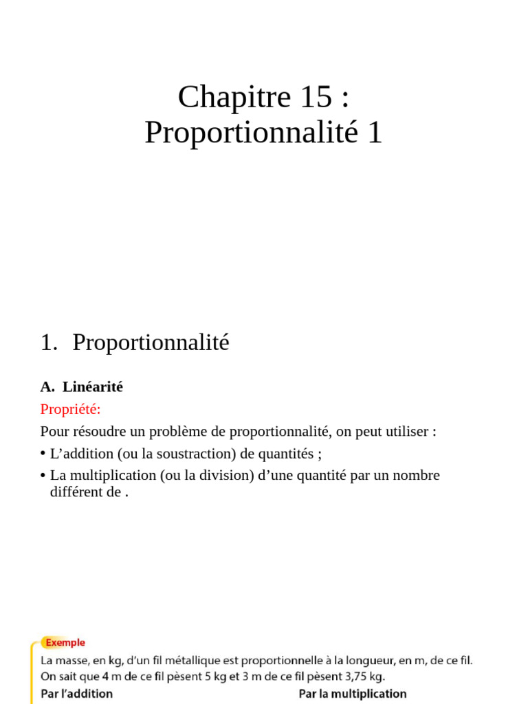 Chapitre 15 - Proportionnalité 1 | PDF