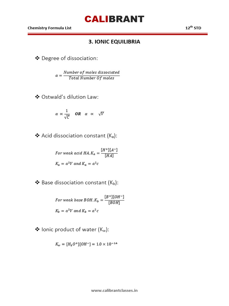 Chemistry - 3 - Ionic Equilibria - 250405 - 115624 | PDF | Ph | Chemical Equilibrium