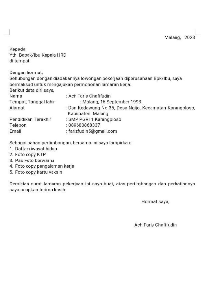 CV Faris Chafifudin New | PDF