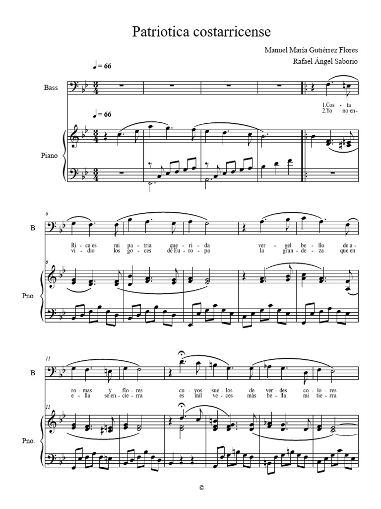 Partitura de la Patriótica Costarricense | PDF