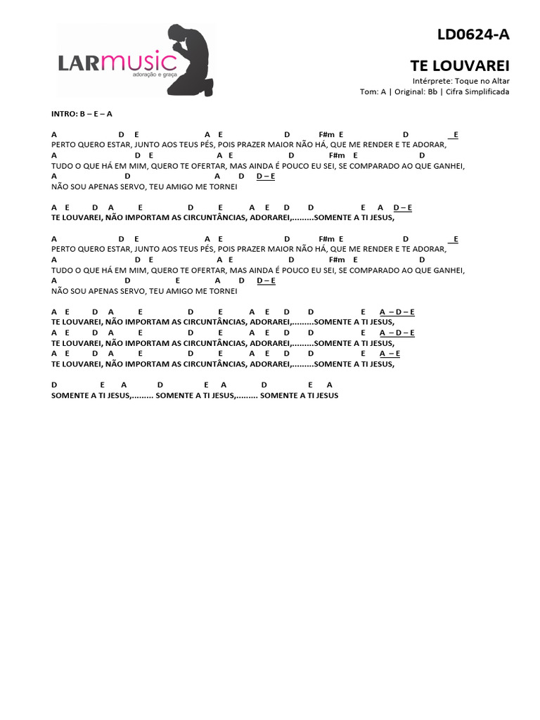 Te Louvarei - Toque No Altar - Simplificada | PDF