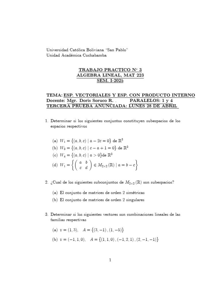 Trabajo Practico Álgebra Lineal Superepic | PDF | Relaciones matematicas | Matemáticas