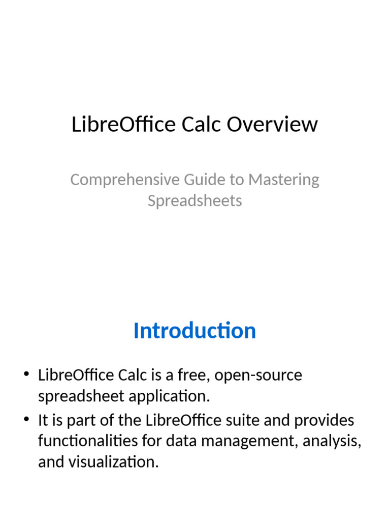 LibreOffice Calc Complete Presentation | PDF