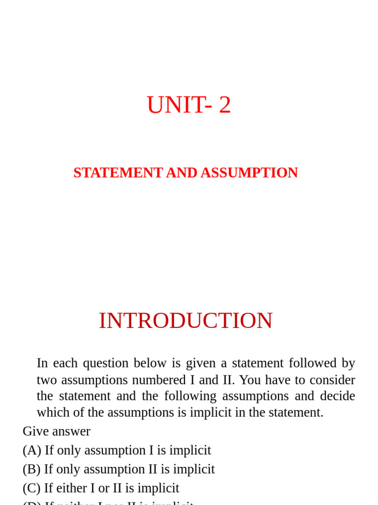 Statement& Assumptions | PDF