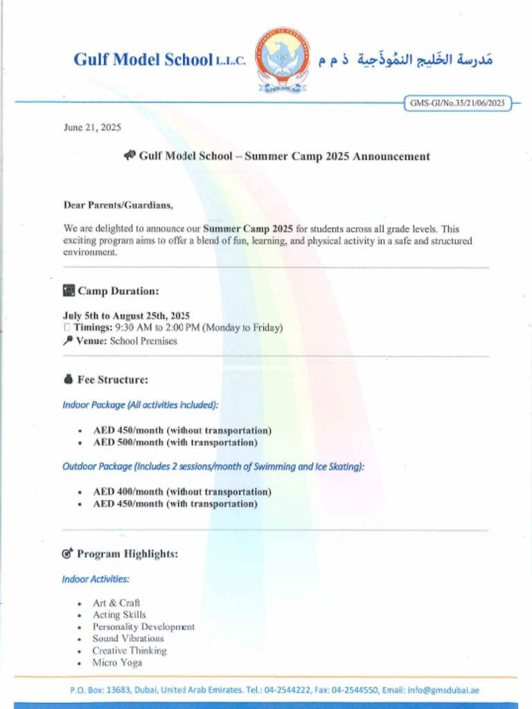 GMS35-2025 Circular GMS Summer Camp 2025 - 250625 - 142059 | PDF