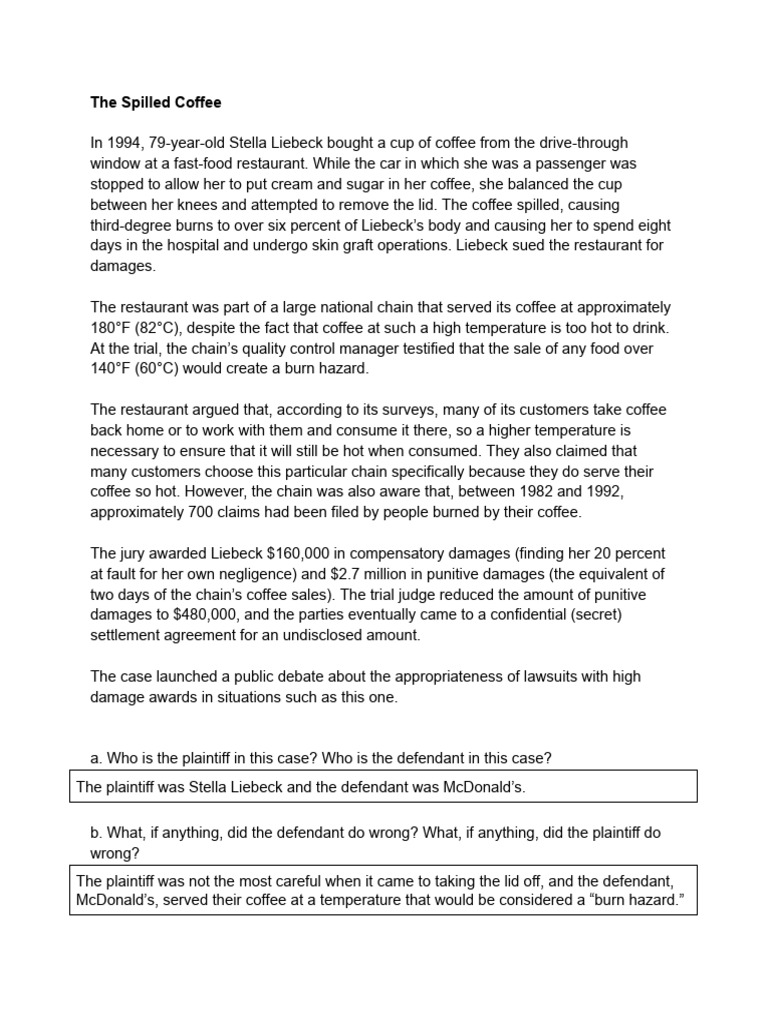 Stella Liebeck vs. McDonald's Coffee Case | PDF | Common Law
