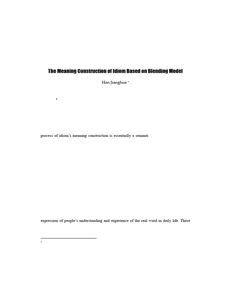 The Meaning Construction of Idiom Based On Blending Model | PDF ...