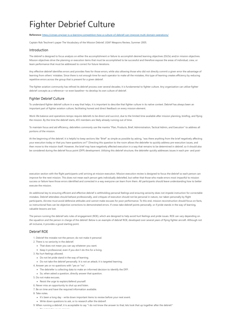 Fighter Debrief Culture - 455 VAEW Wiki | PDF