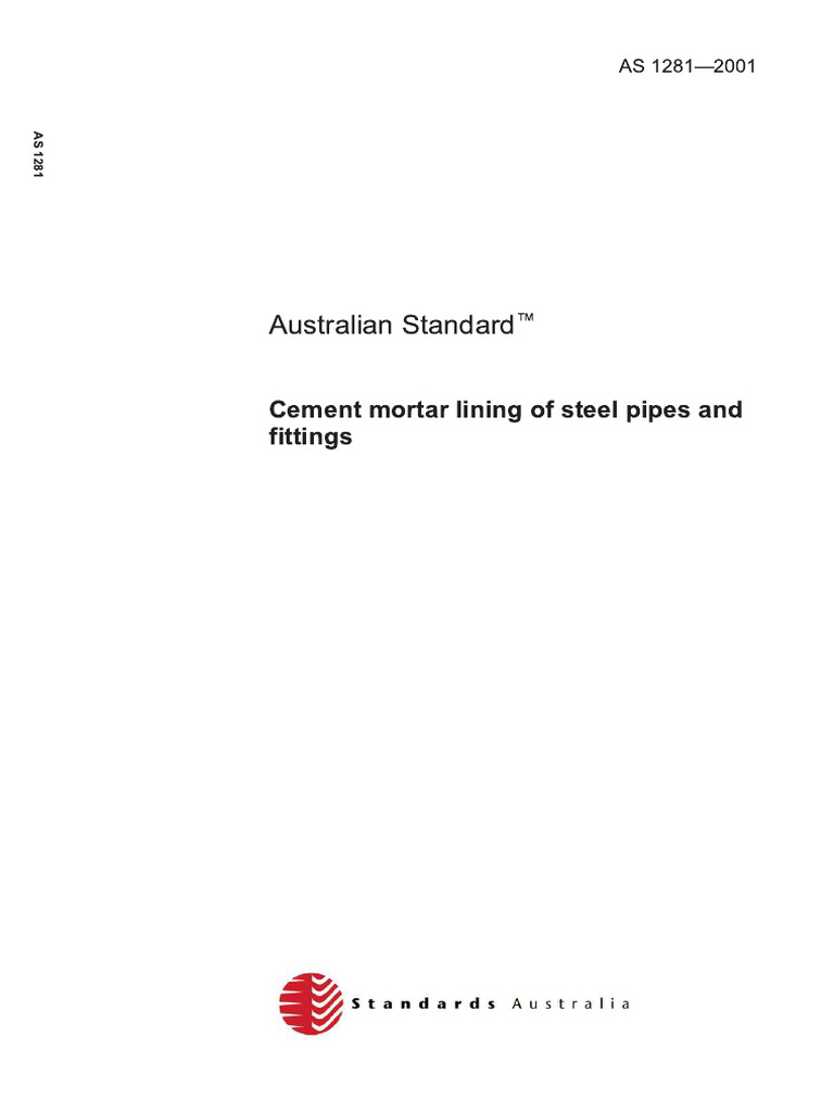 AS 1281: Cement Mortar Standard | PDF | Concrete | Pipe (Fluid Conveyance)