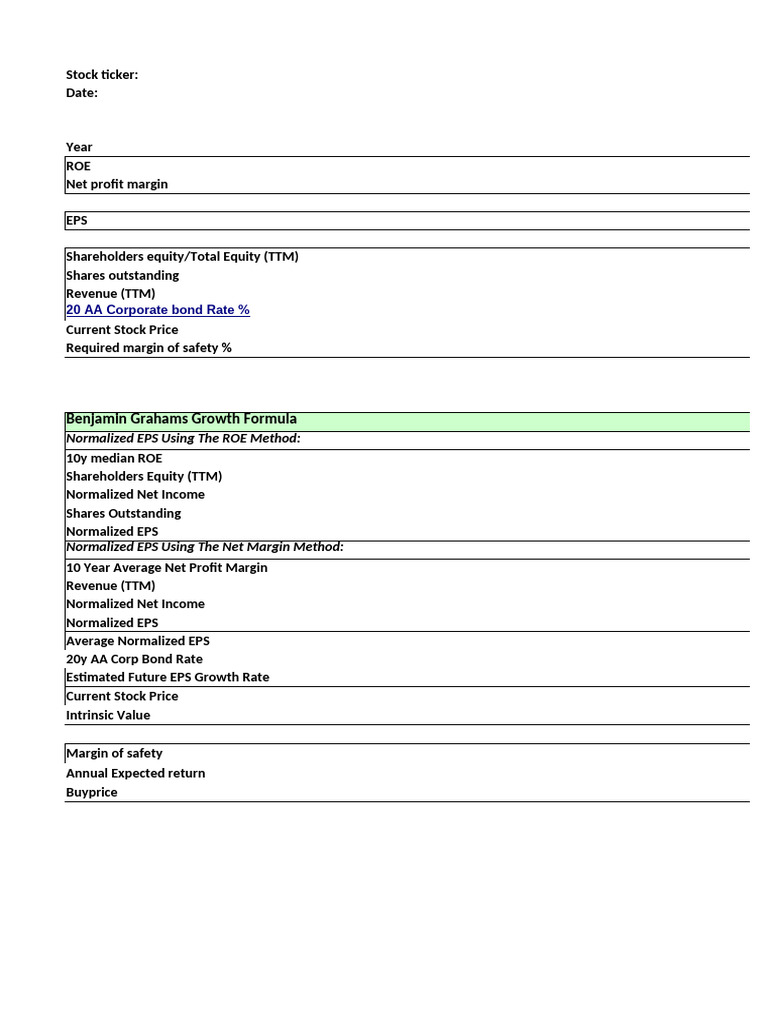 Stock Analysis and Valuation Metrics | PDF