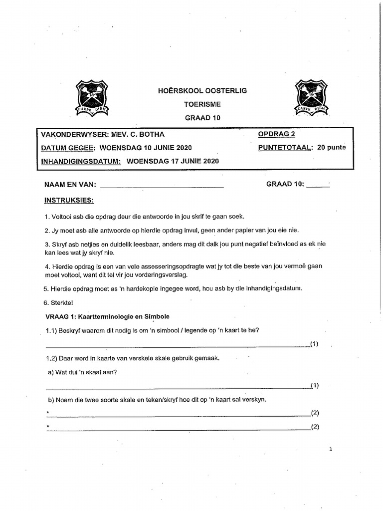 10 Junie Gr. 10 Toerisme | PDF