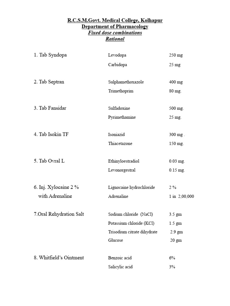 Fixed Dose Combinations 2 | PDF | Medical Specialties | Drugs