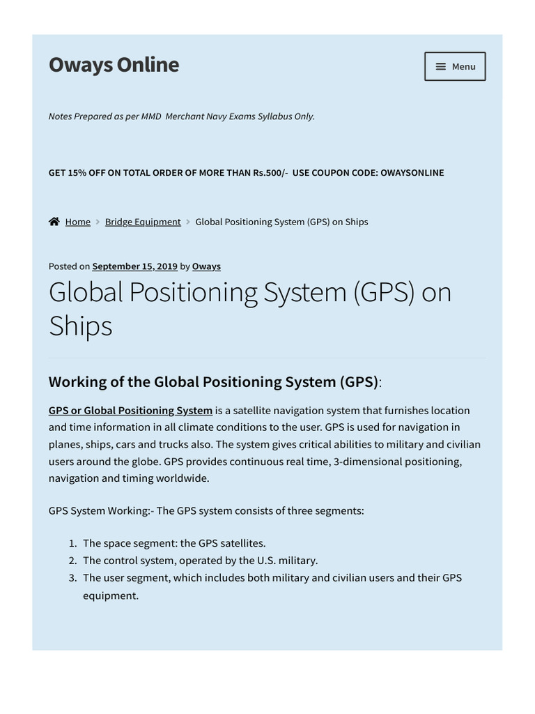 Global Positioning System (GPS) Explanation & Diagram - Oways Online 2 ...
