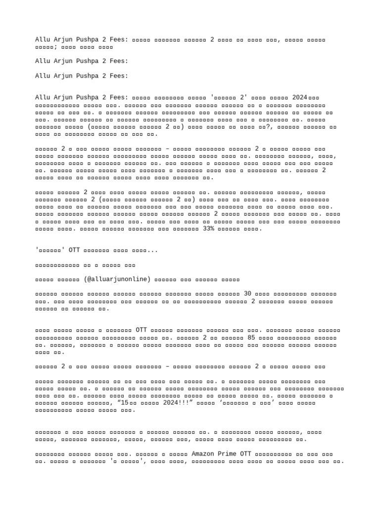 Allu Arjun Pushpa 2 | PDF