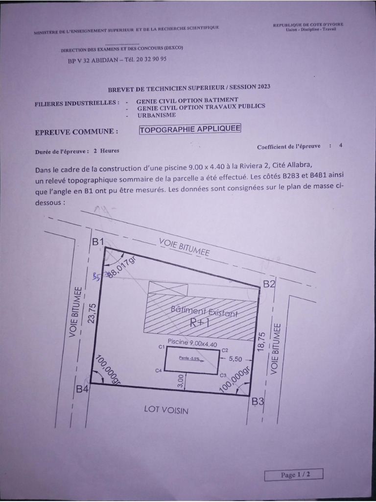 Bts Topographie 2023 | PDF