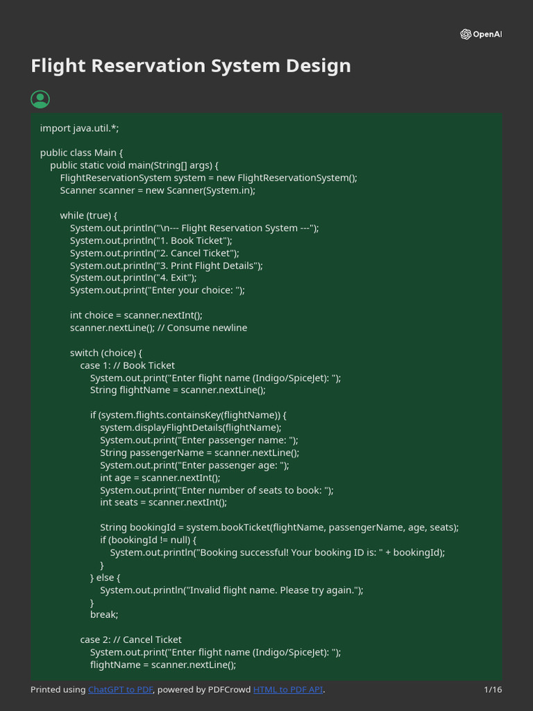 Flight Reservation System Design | PDF | Java (Programming Language ...