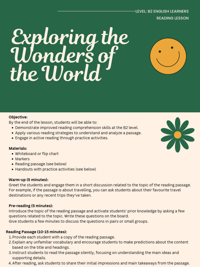 B2 Reading Comprehension: World Wonders | PDF | Reading Comprehension ...