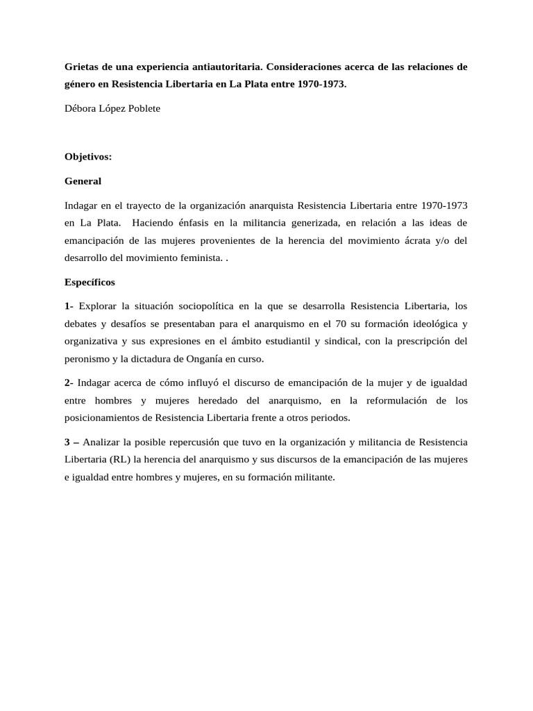 Proyecto Débora López | PDF | Anarquismo | Feminismo