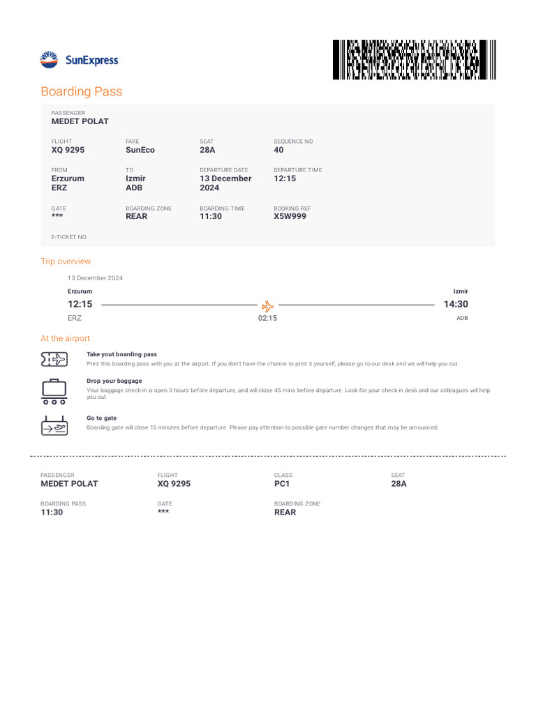Sunexpress Boarding Pass | PDF