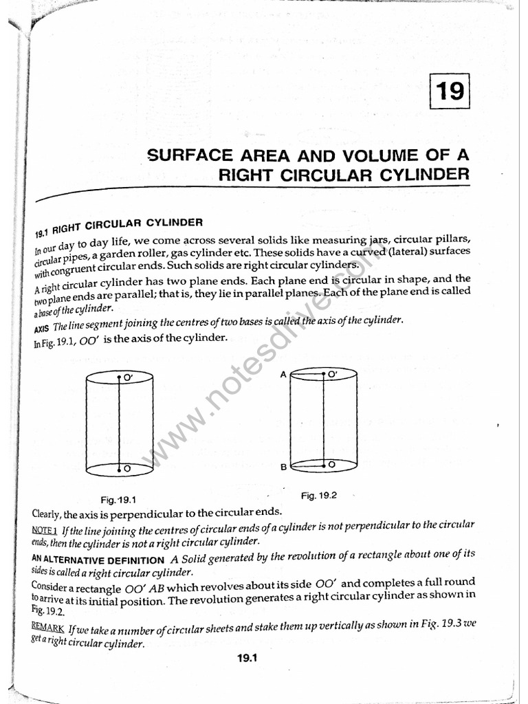 Area & Volume of Cylinder | PDF