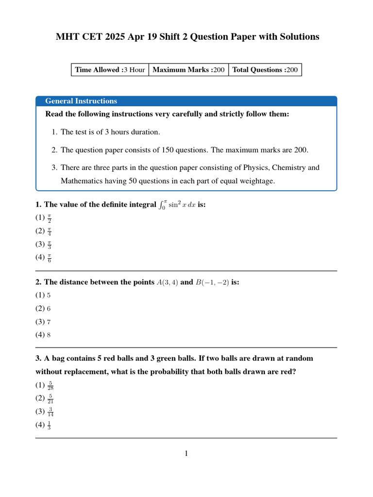 MHT CET 2025 Shift 2 Question Paper | PDF | Argon | Mole (Unit)