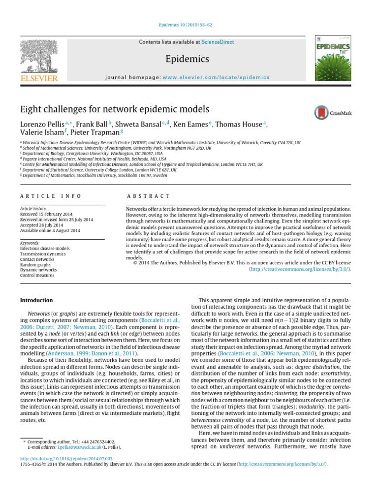 Challenges in Network Epidemic Models | PDF | Infection | Epidemics