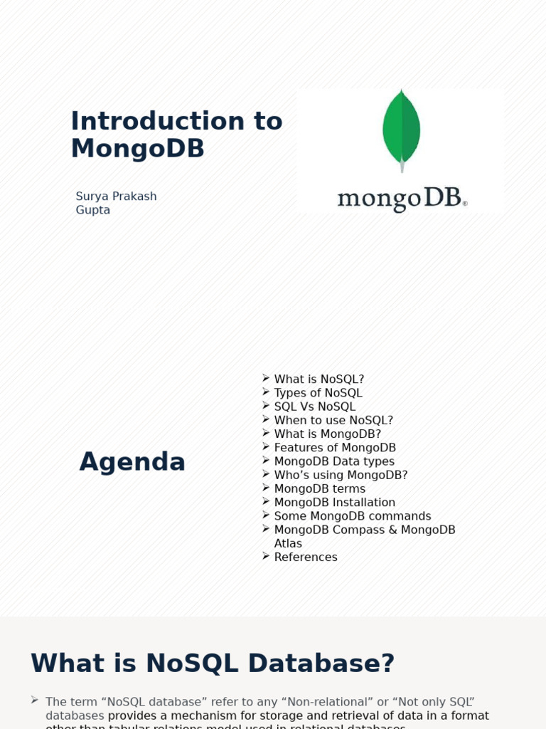 X4idgtbvr6vsk1wjveoh Introduction To Mongodb 230511071703 58379da2 | PDF | No Sql | Databases