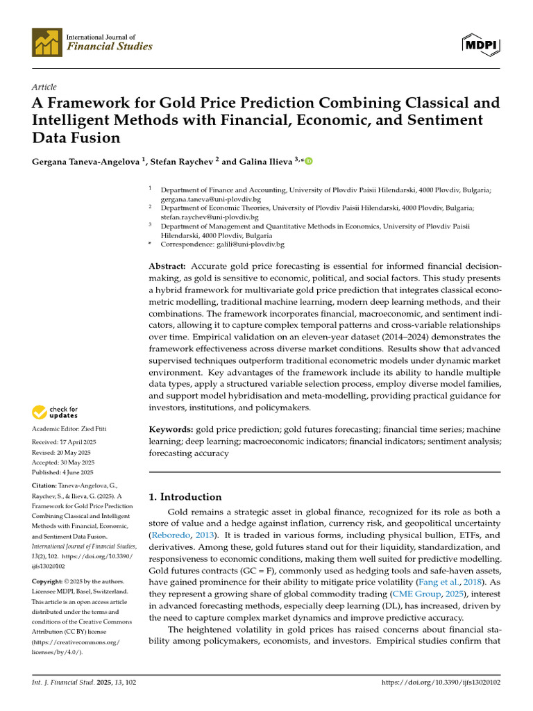 A Framework For Gold Price Predictio | PDF | Forecasting | Regression Analysis
