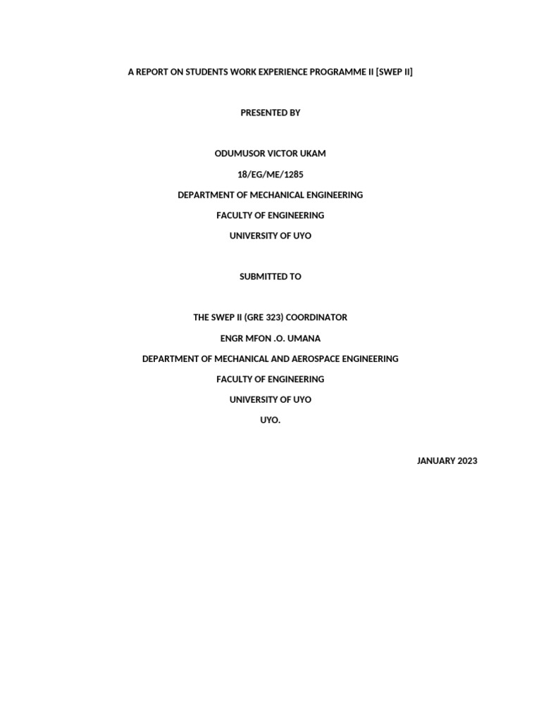 SWEP II Report: Student Experiences | PDF | Numerical Control ...