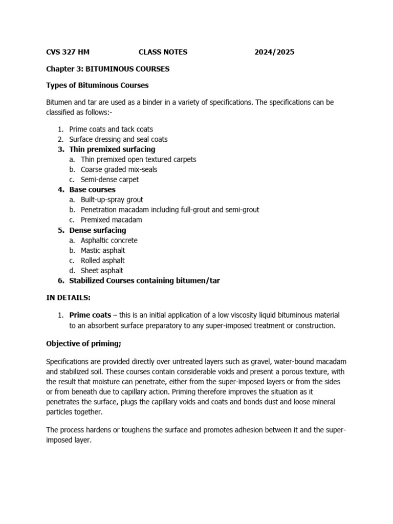 Types of Bituminous Courses Explained | PDF | Road Surface | Concrete