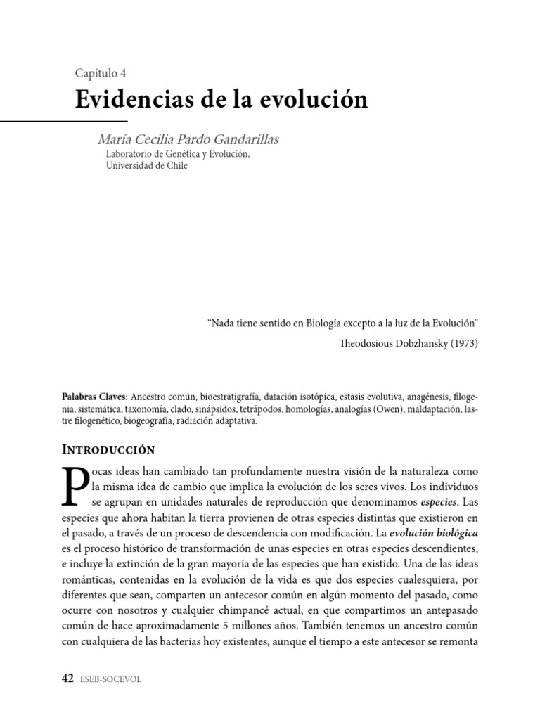 Cap 4 Evidencias de La Evolución - Mendez y Navarro en Intro A La Biología Evolutiva (ESEB ...