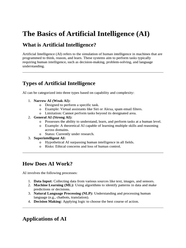 The Basics of Artificial Intelligence | PDF | Artificial Intelligence ...
