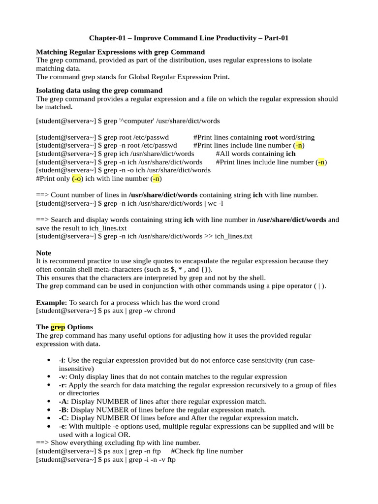 RHCSA - RH134 - Chapter 01 - Improve Command Line Productivity Part (1,2,3) | PDF | Computer ...