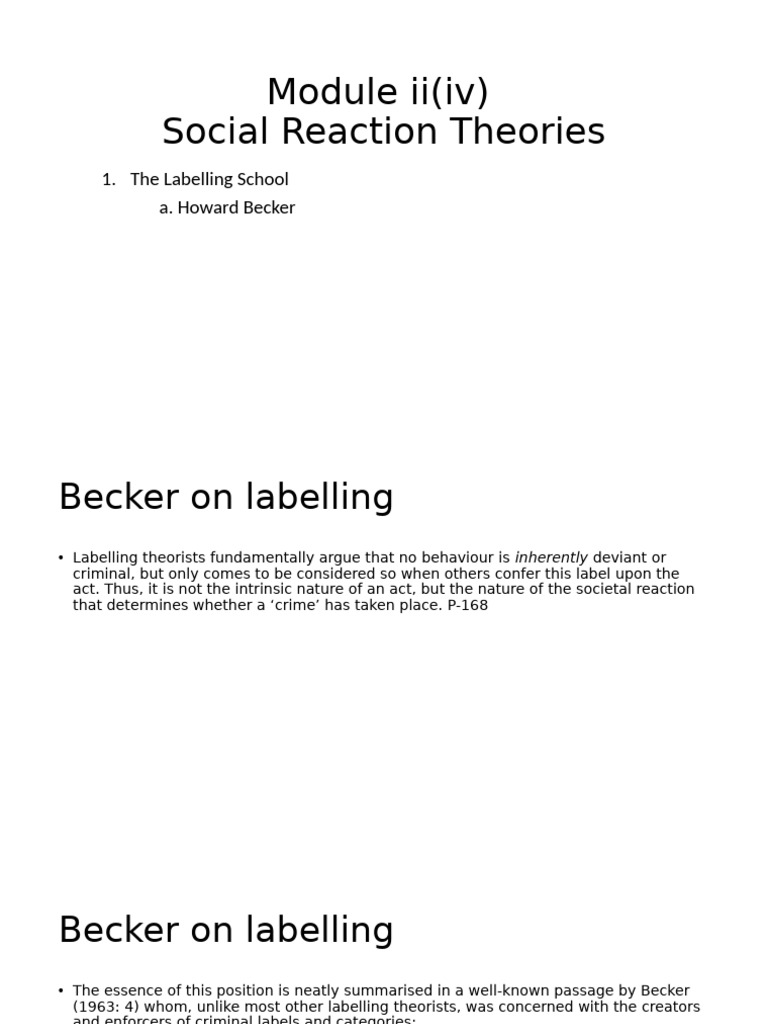 Becker On Labelling Theory | PDF | Deviance (Sociology) | Crimes