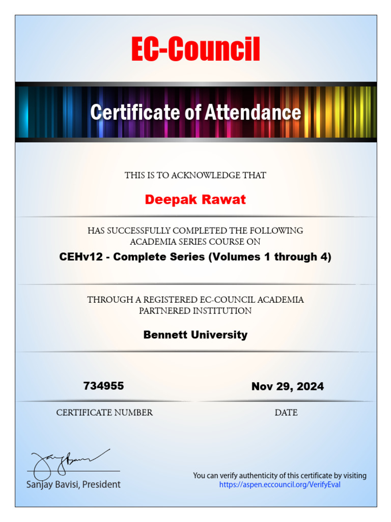 EC-Council Course Completion Certificate | PDF