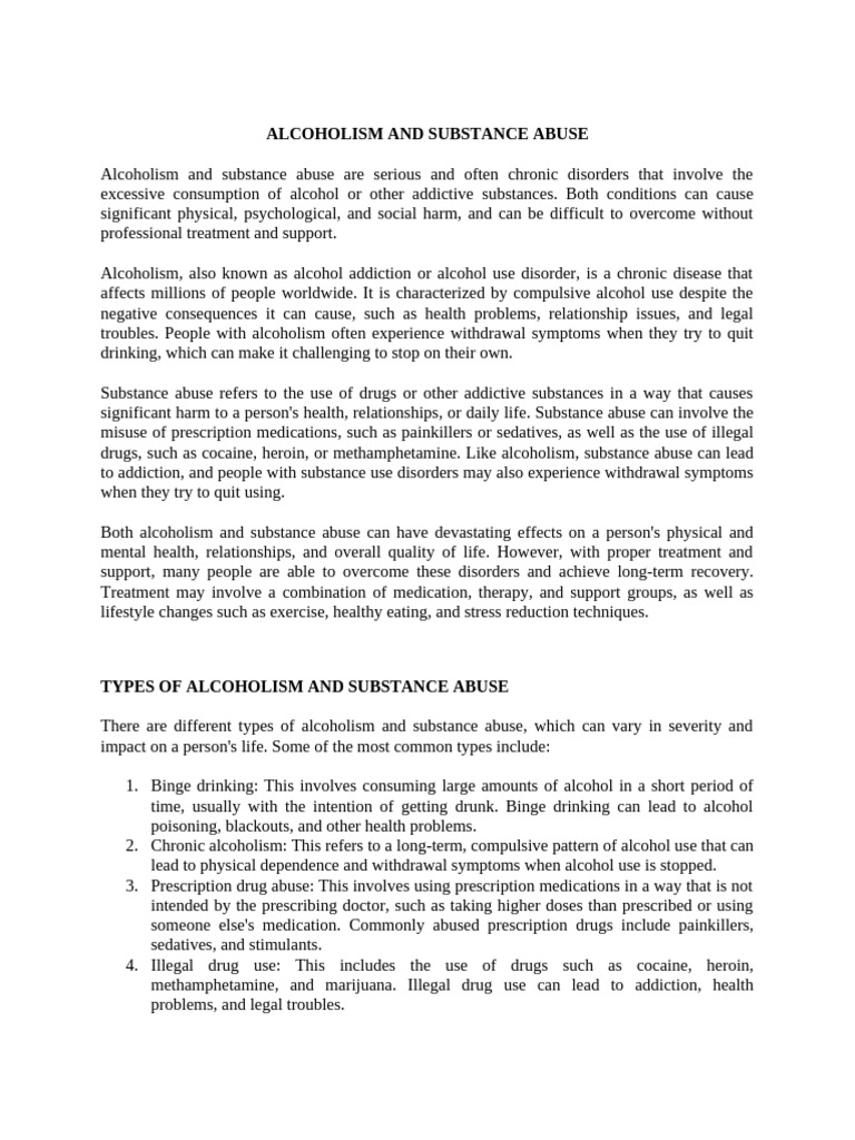 Alcoholism and Substance Abuse | PDF | Substance Abuse | Alcoholism