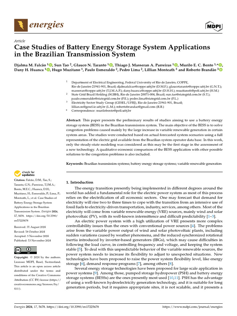 Paper BESS Energies-17-05678 | PDF | Electric Power Transmission ...