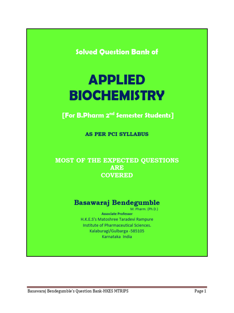 Biochem Solved B.pharm 2nd Semester | PDF | Diet & Nutrition | Chemistry