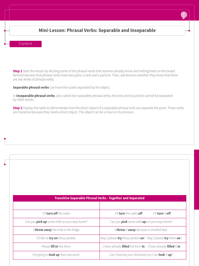 Understanding Separable and Inseparable Phrasal Verbs | PDF | Verb ...