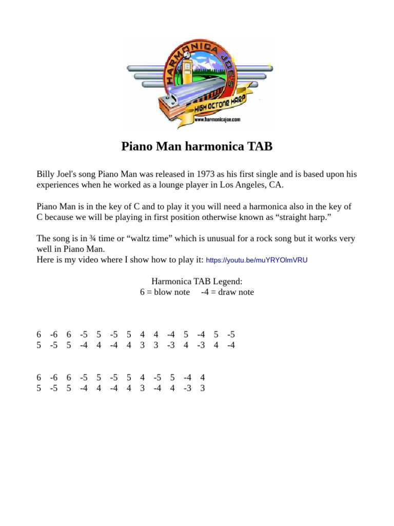 Piano Man Harmonica | PDF