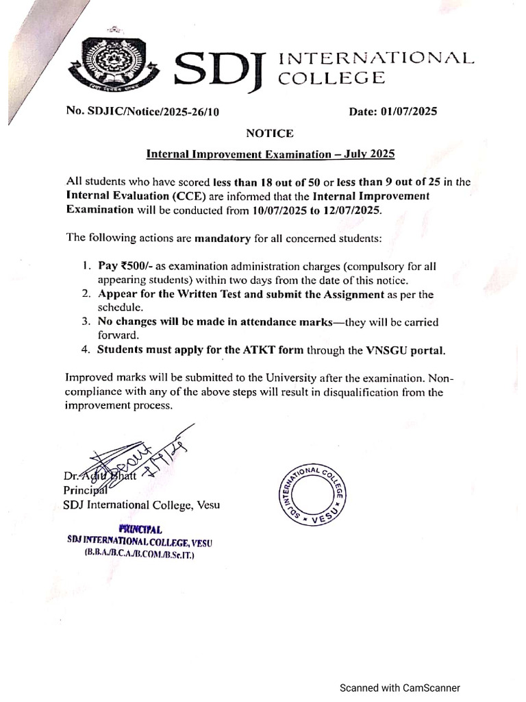 Internal Improvement Examination | PDF