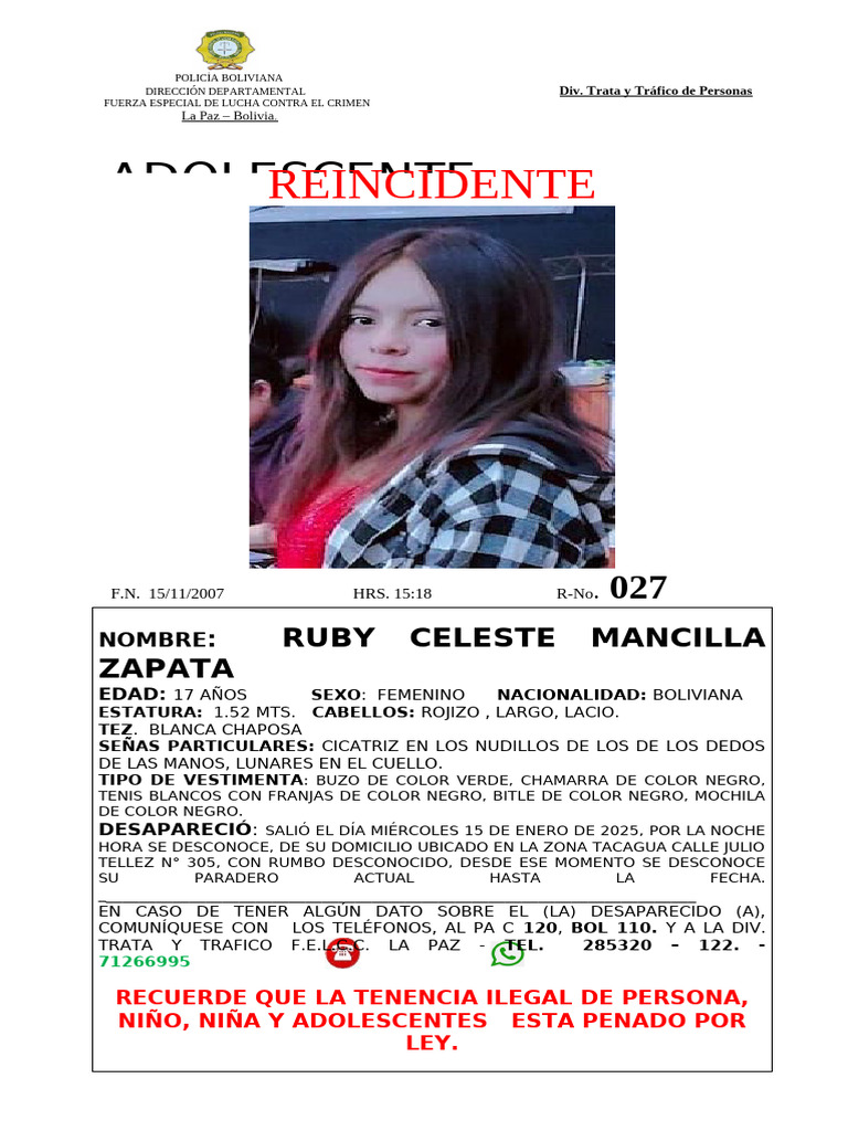 Ruby Celeste Mancilla Zapata de 17 Años de Edad | PDF | Justicia | Crimen y violencia